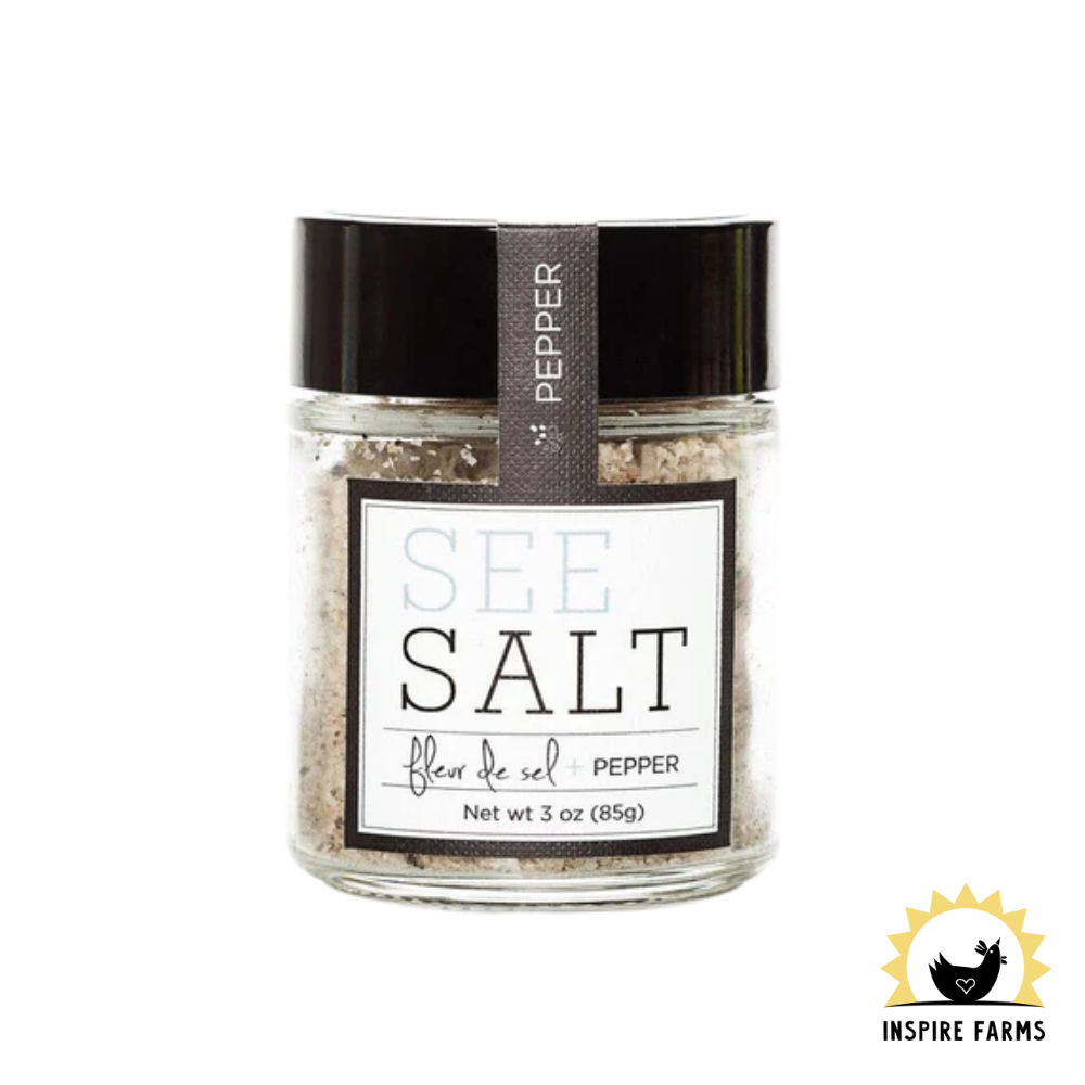 SEE SALT - Fleur de Sel Sea Salt + Pepper (3oz) — Inspire Farms